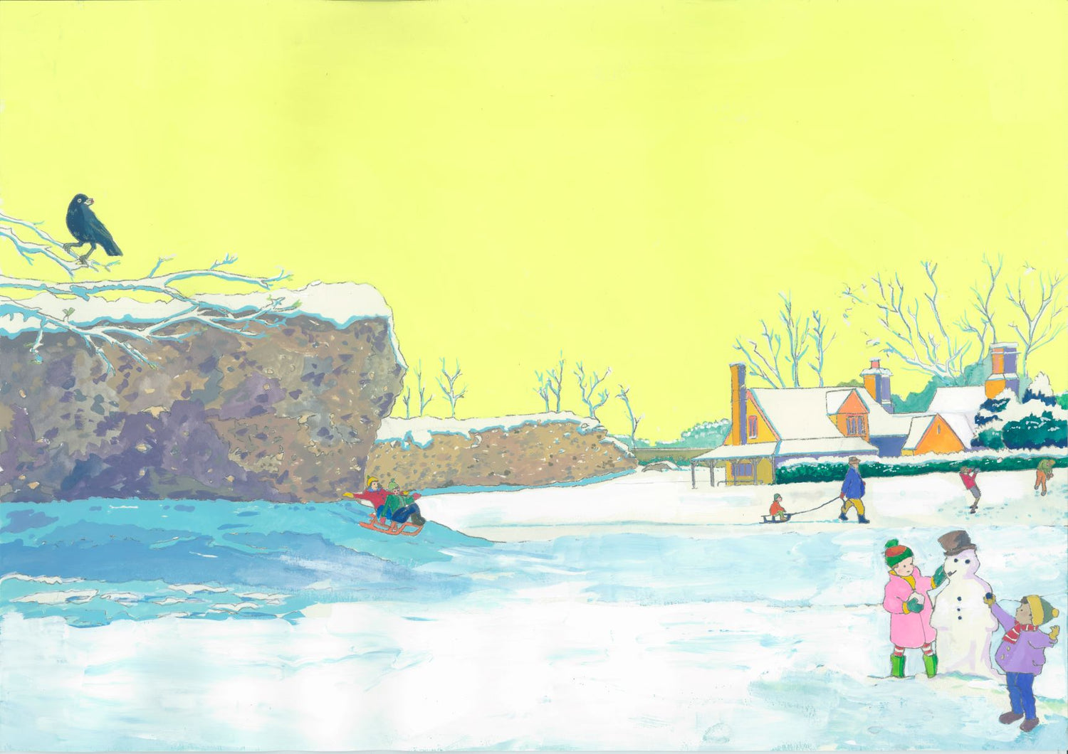 Berkhamsted Castle in the snow Original Painting – Mary Casserley