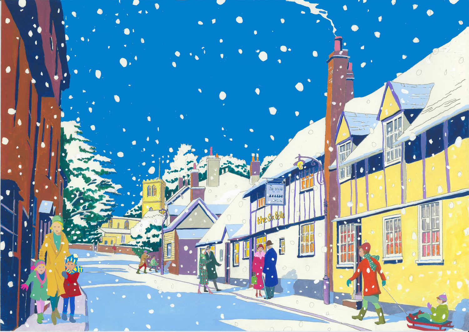St Michael Street St Albans in the snow Original Painting – Mary Casserley