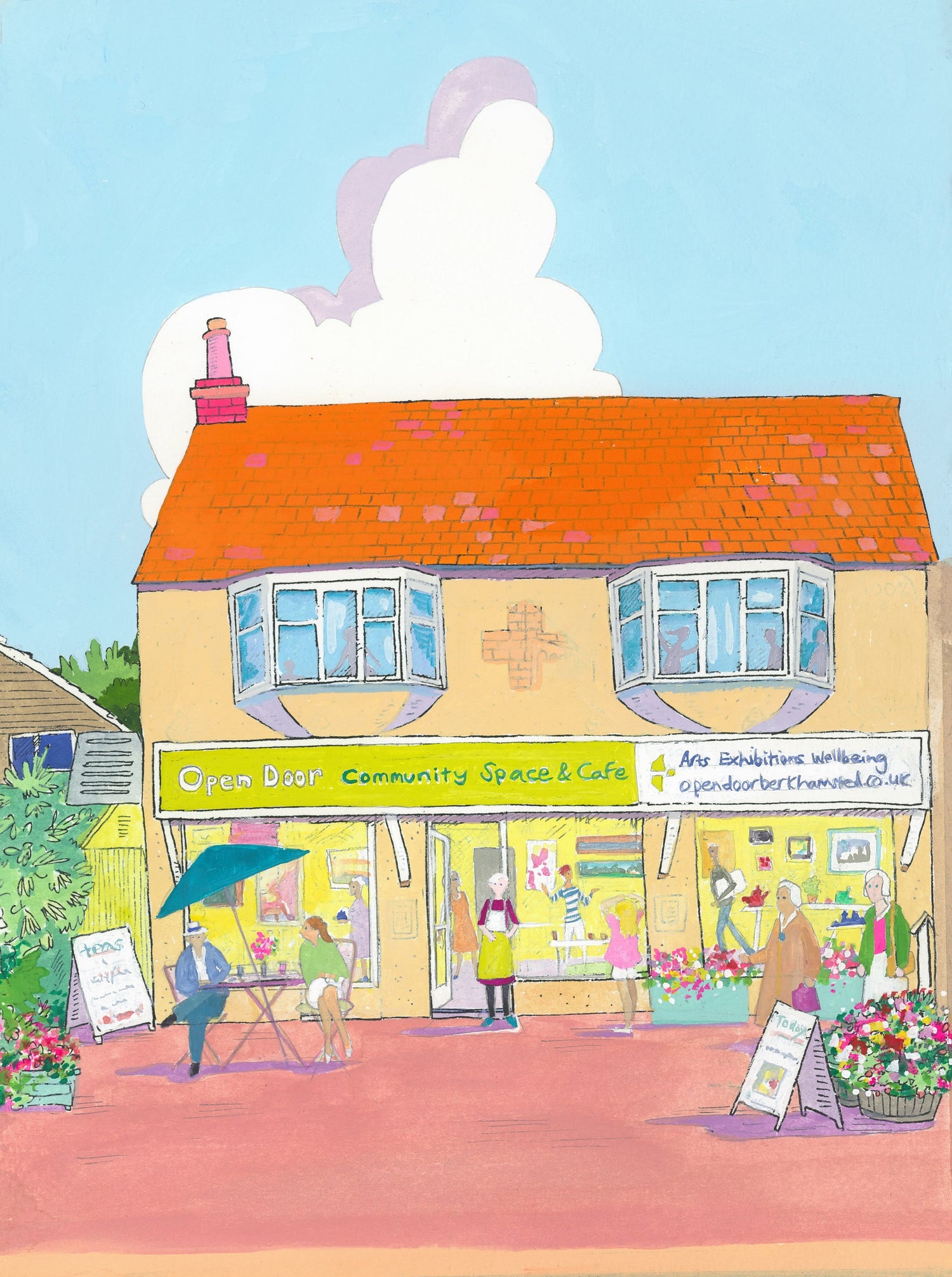The Open Door Berkhamsted elevation Original Painting – Mary Casserley